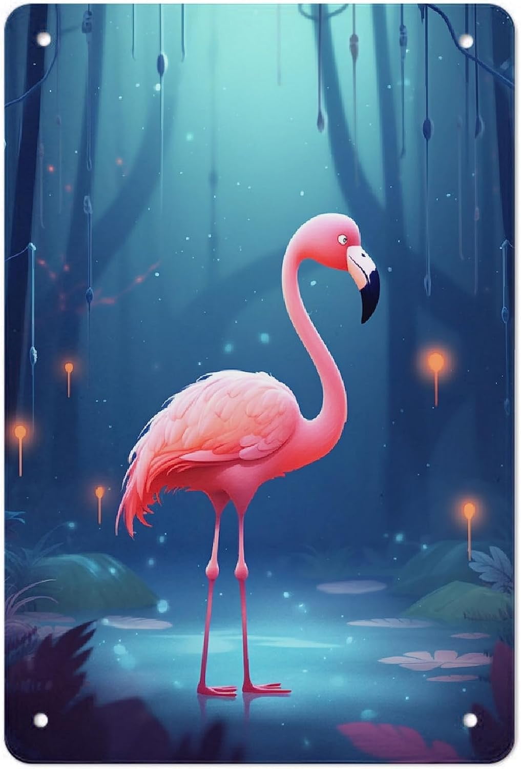 Pink Flamingo Metal Tin Signs-Metal Tin Signs Exquisite Wall Art Decor ...