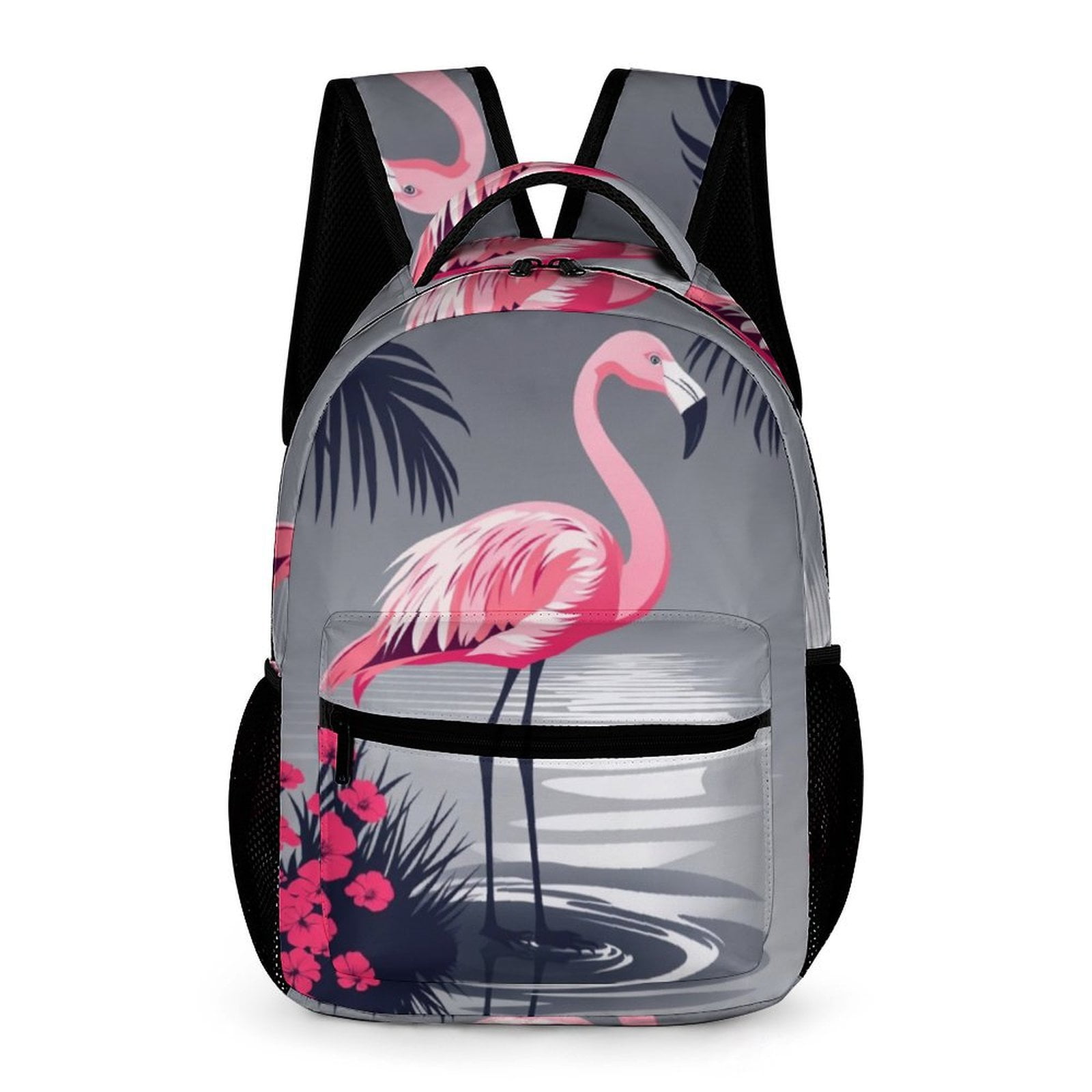 Pink Flamingo Paradise Scene Backpacks Travel Bag Casual Laptop Daypack ...