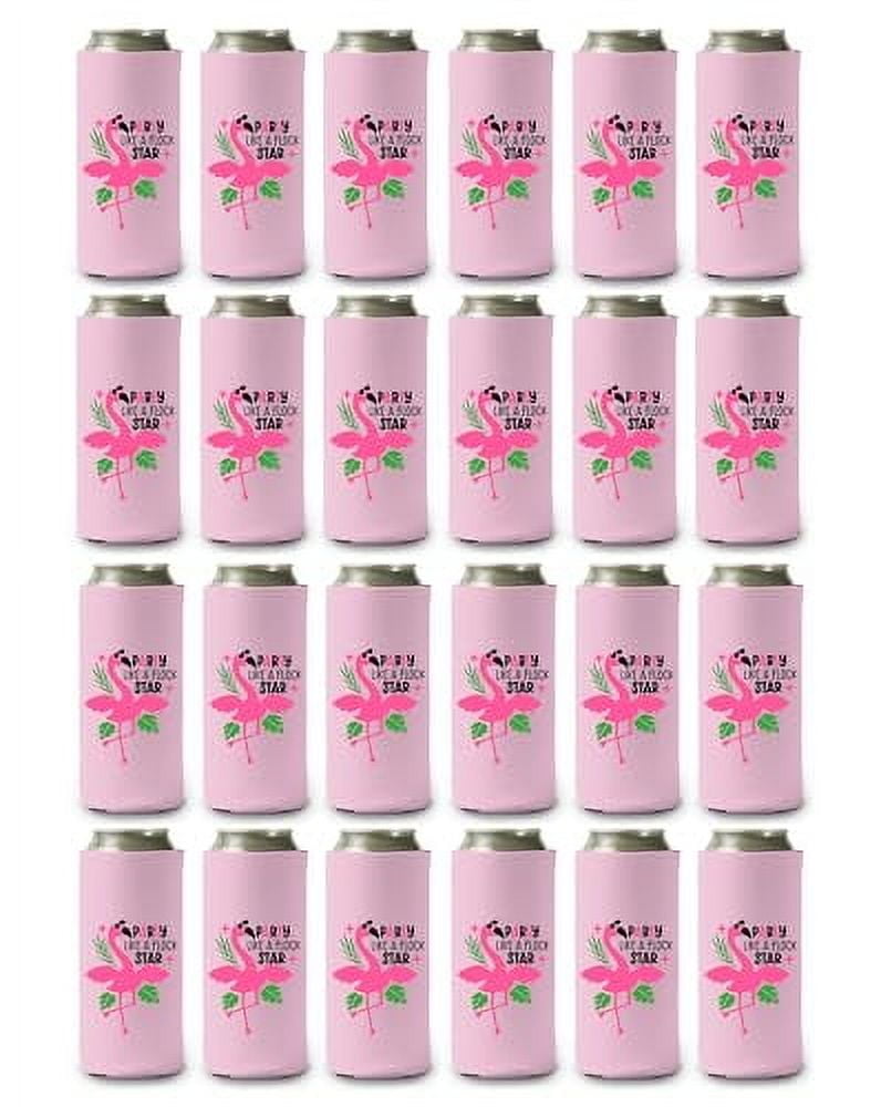 Pink Flamingo Skinny Can Coolers - Insulated 12oz Beverage Beer Soda ...