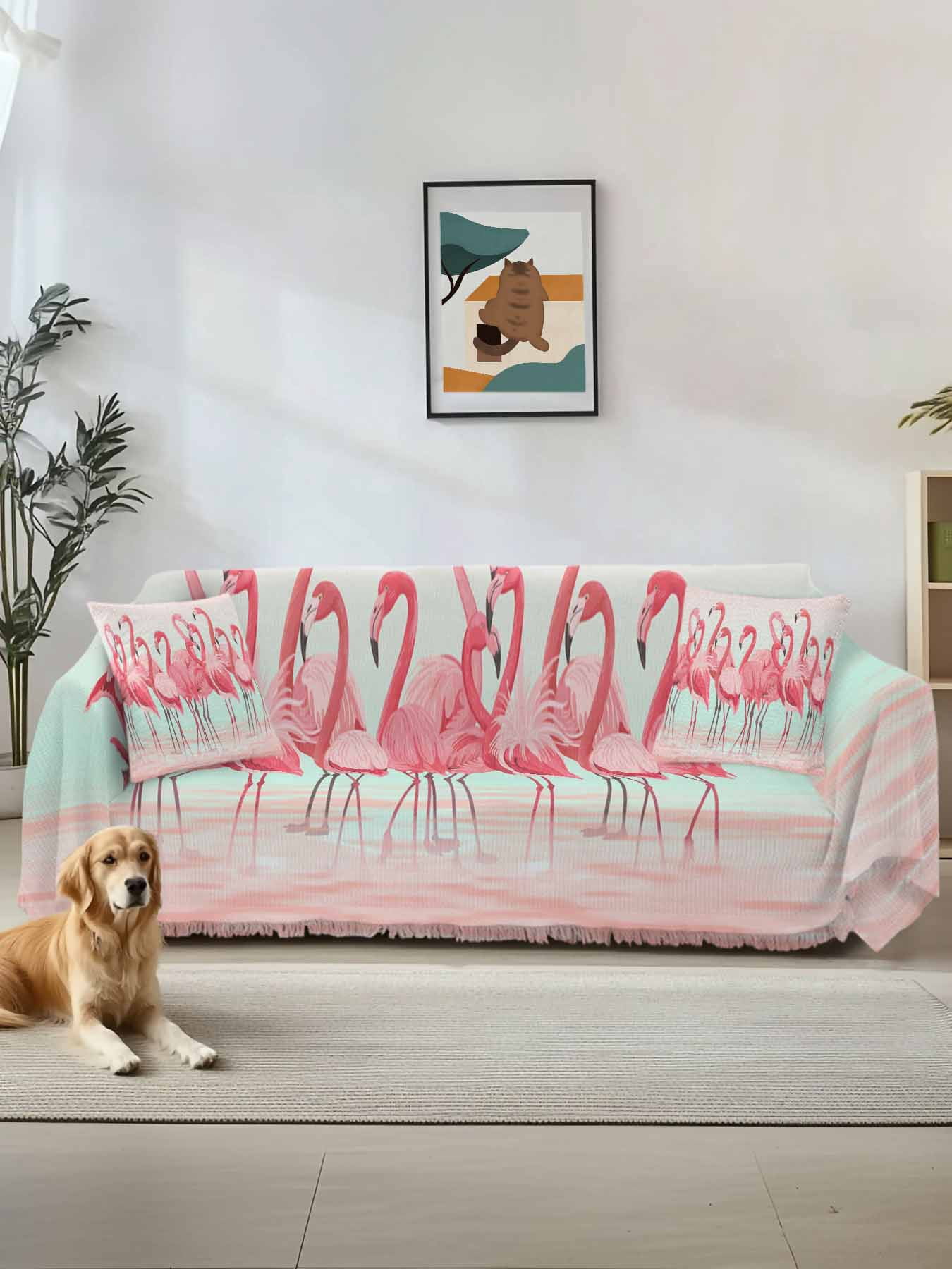 Pink Flamingo Sofa Covers for 2-3 Cushion Couch L-Shaped Sectional ...