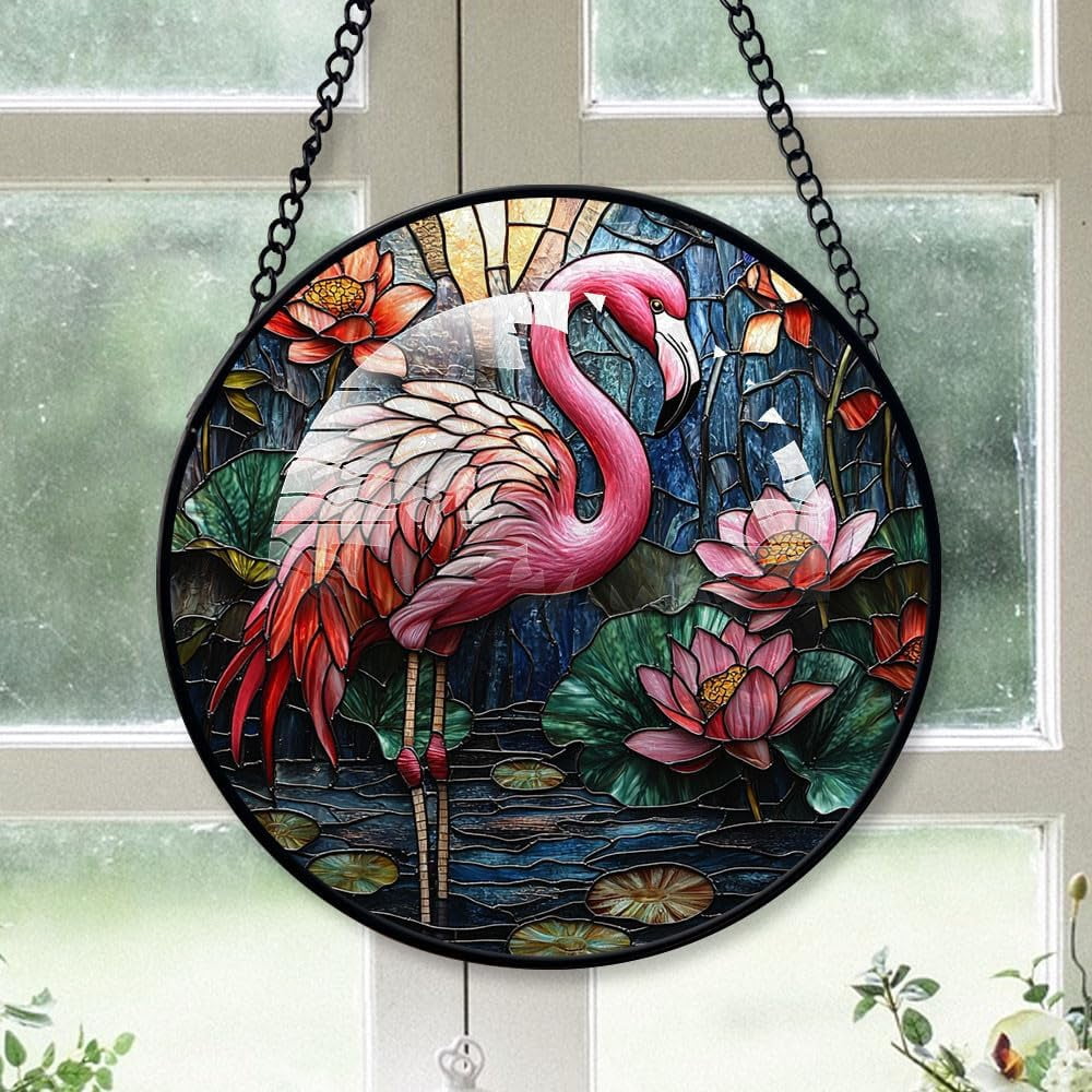 Pink Flamingo Stained Glass Suncatcher, Pink Flamingo Christmas, Pink ...