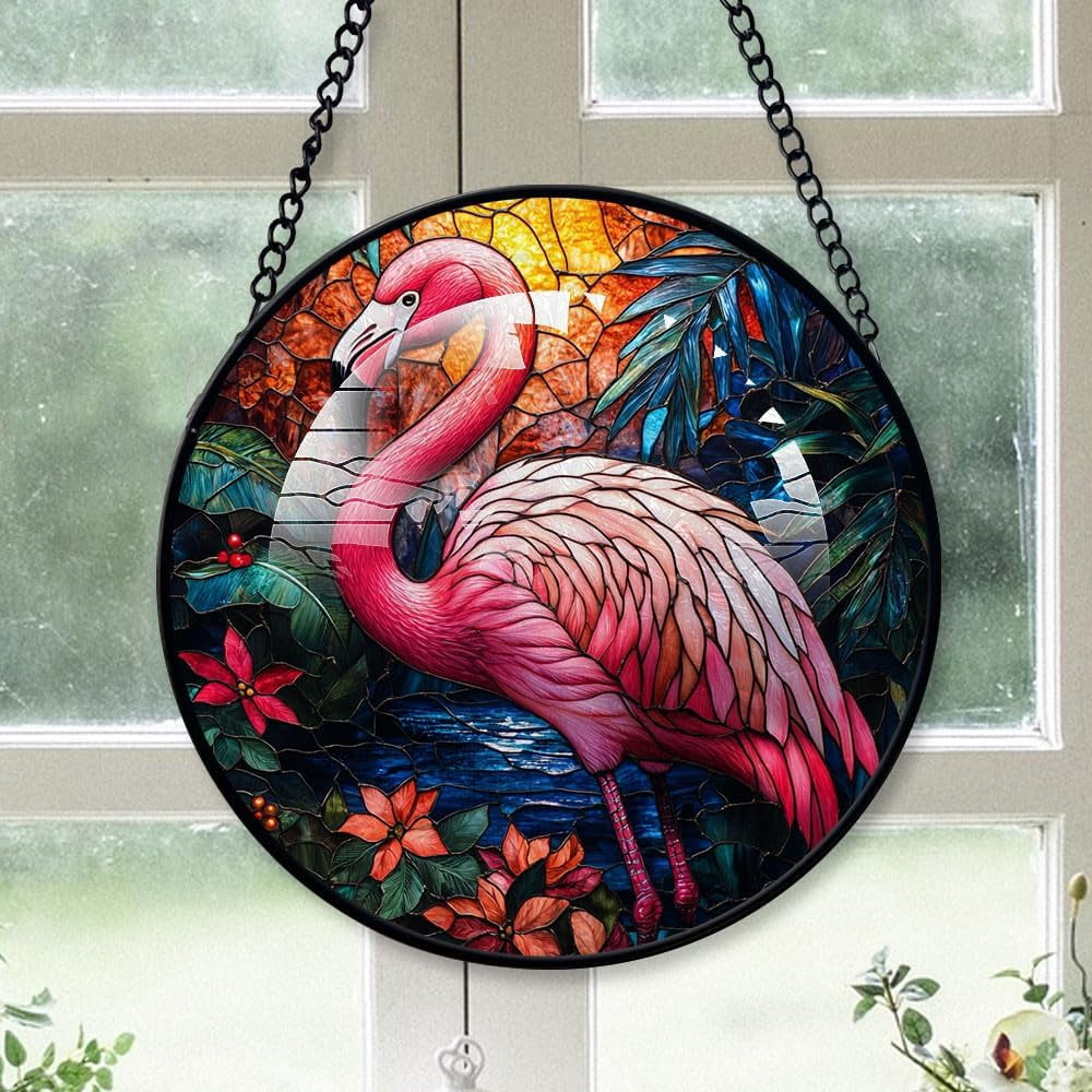Pink Flamingo Stained Glass Suncatcher, Pink Flamingo Christmas, Pink ...