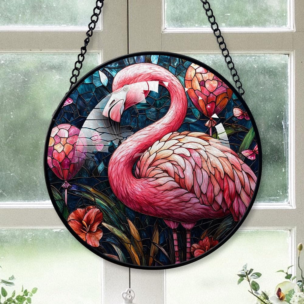 Pink Flamingo Stained Glass Suncatcher, Pink Flamingo Christmas, Pink ...