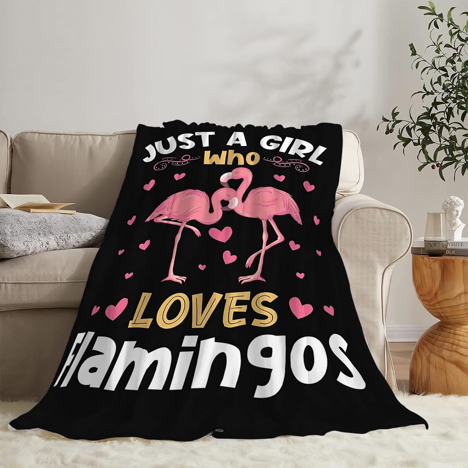 Pink Flamingo Throw Blanket Just A Girl Who Loves Flamingos Ultra Soft ...