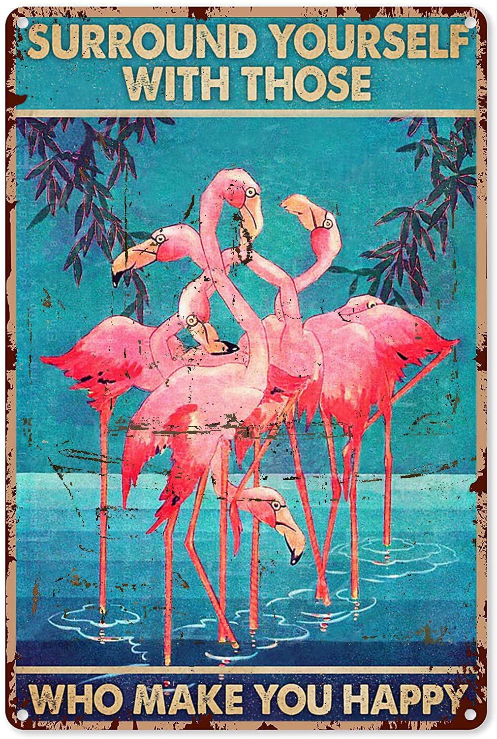 Pink Flamingo Yoga Tin Sign - Let That Shit Go - Wall Art Metal Poster ...