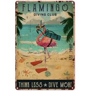 Dyenamic Art Flamingo Wisdom Metal Sign Pink Aluminum Coastal Decor ...
