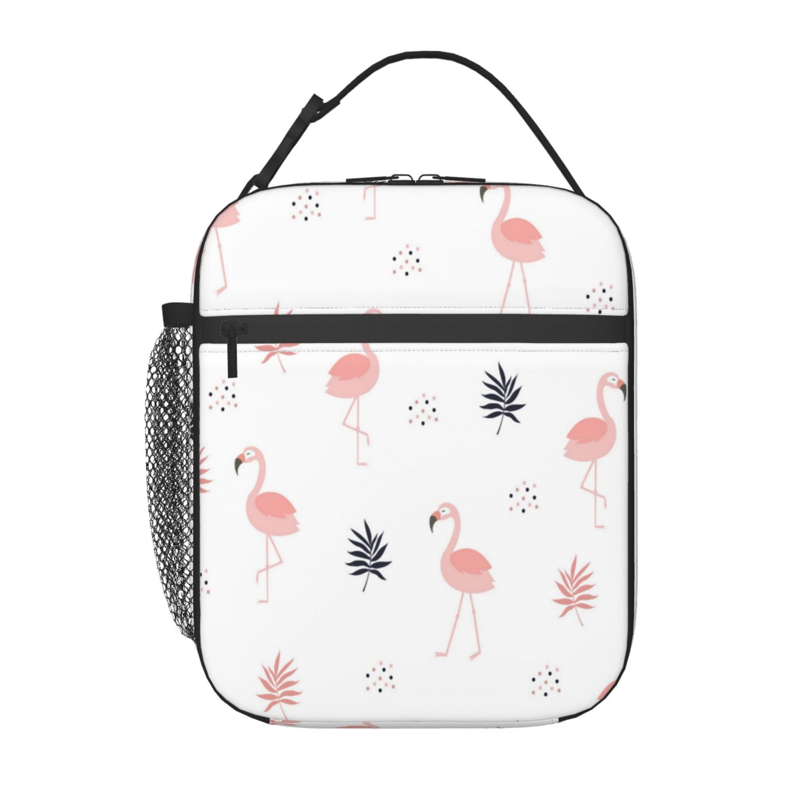 Pink Flamingo Tropical Leaves Insulated Lunch Bag, Lunch Box for Office ...