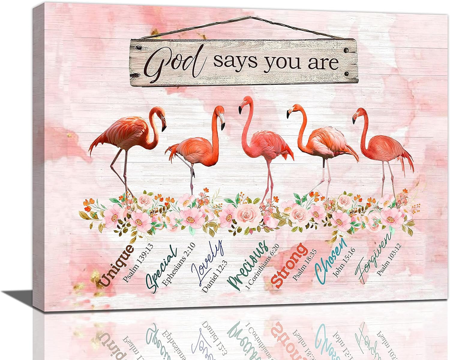 Pink Flamingo Wall Art God Says You Are Wall Decor Flower Summer ...