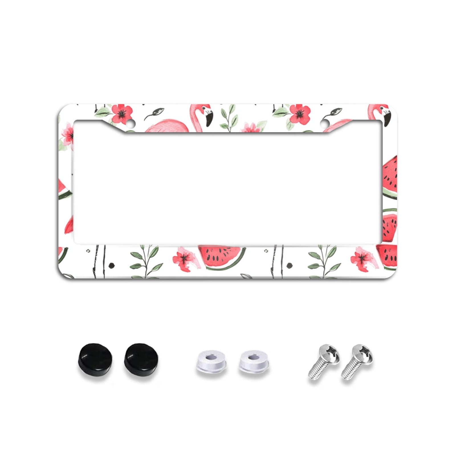 Pink Flamingo Watermelons Flowers License Plate Frames for Women Men ...