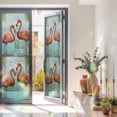 Pink Flamingo Window Privacy Film Animal Tropical Palm Tree Blue Lake ...