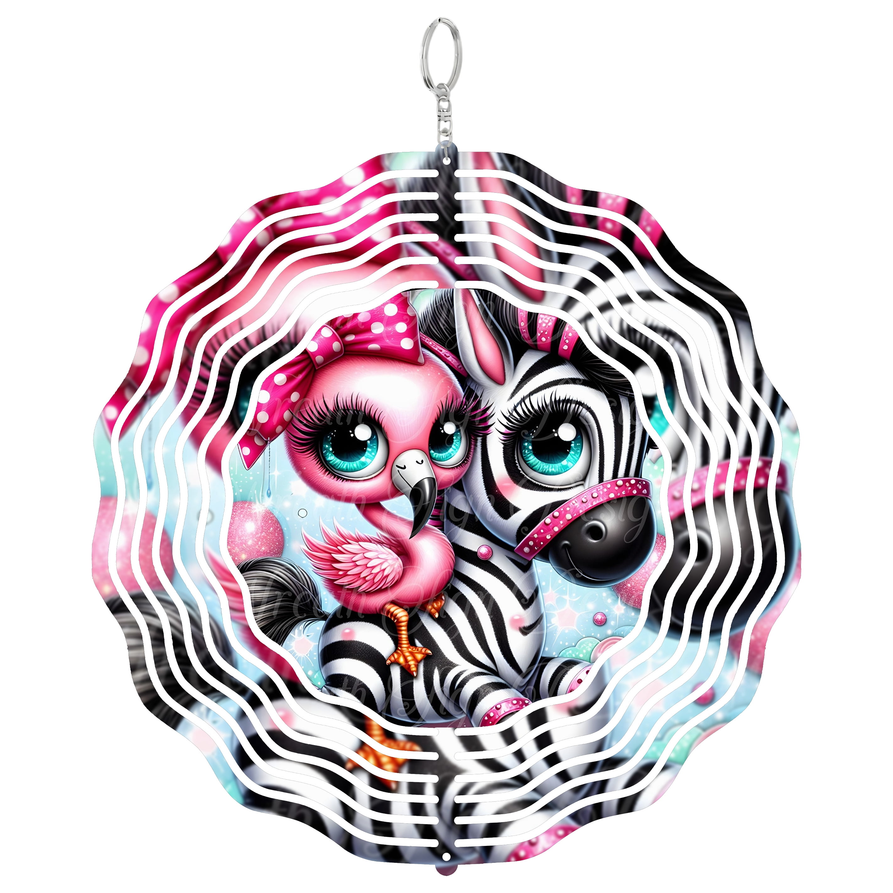 Pink Flamingo Zebra 3D Wind Spinner Metal Kinetic Art Tropical Summer ...