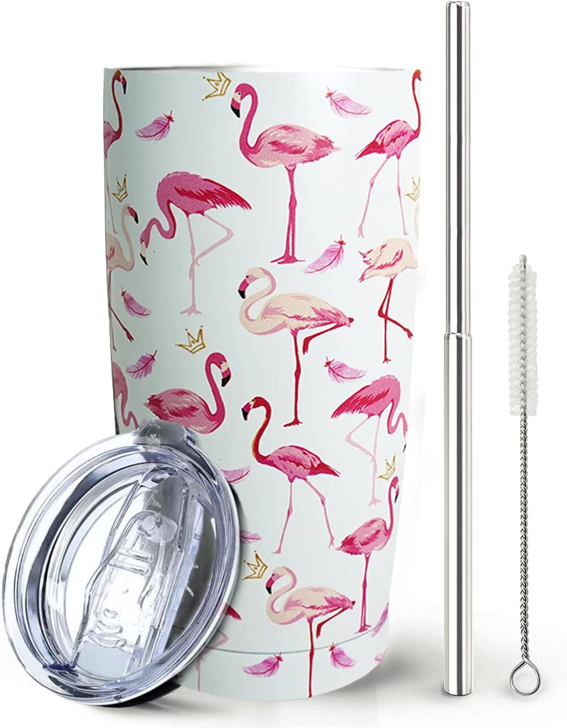 Pink Flamingo tumbler with lid and Straw,Flamingo Gifts for Women, 20 ...