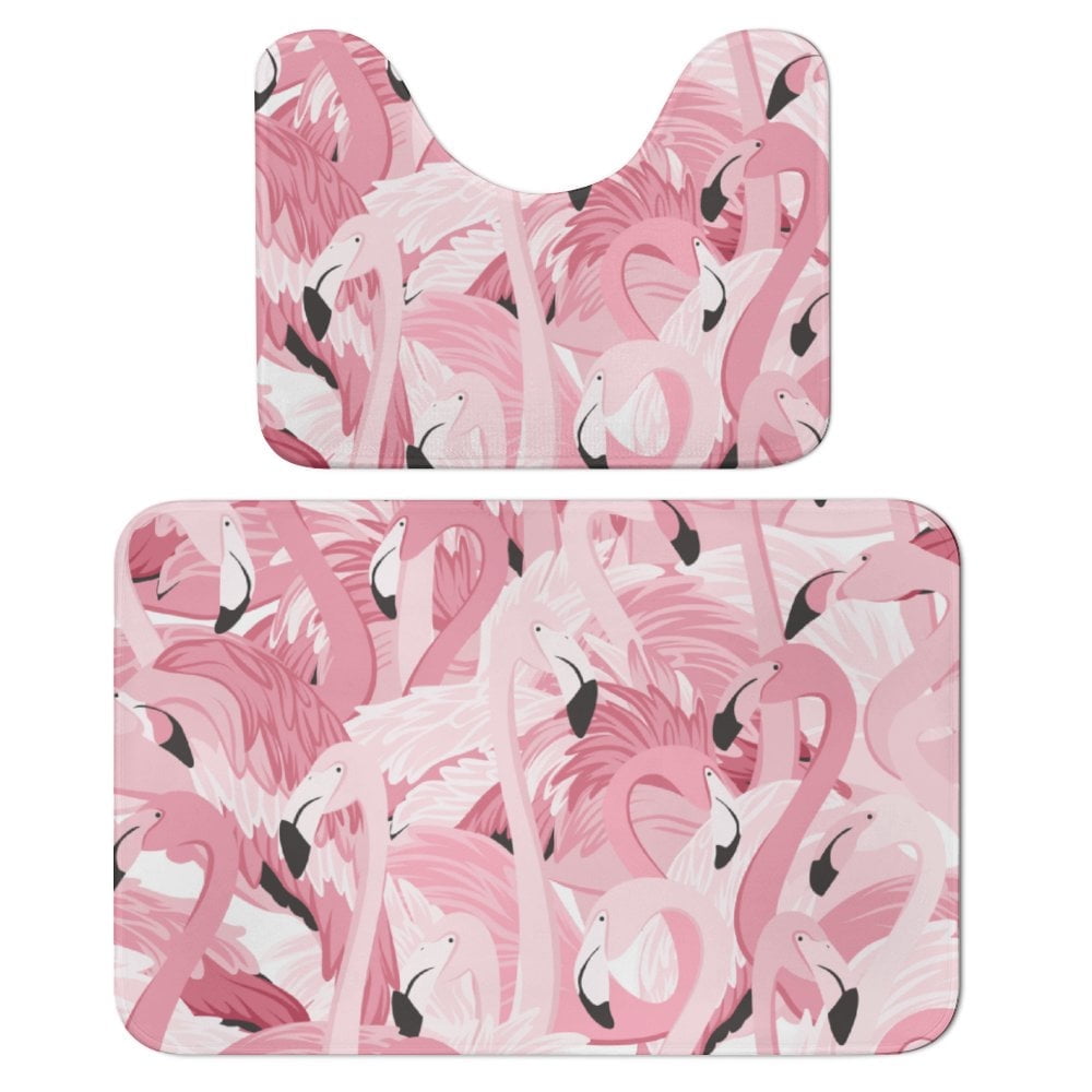 Pink Flamingos Bathroom Rugs Set 2 Pieces, Bathroom Set - Quick Drying ...