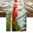 Pink Flamingos Cotton Linen Table Runner Palm Trees Tropical Plant ...