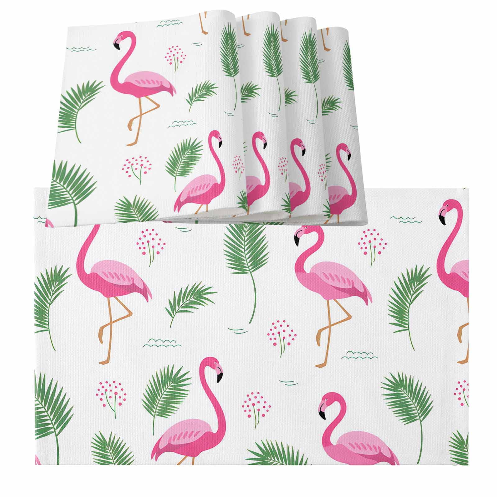 Pink Flamingos Placemats for Dinning Table Set of 6, Summer Green ...
