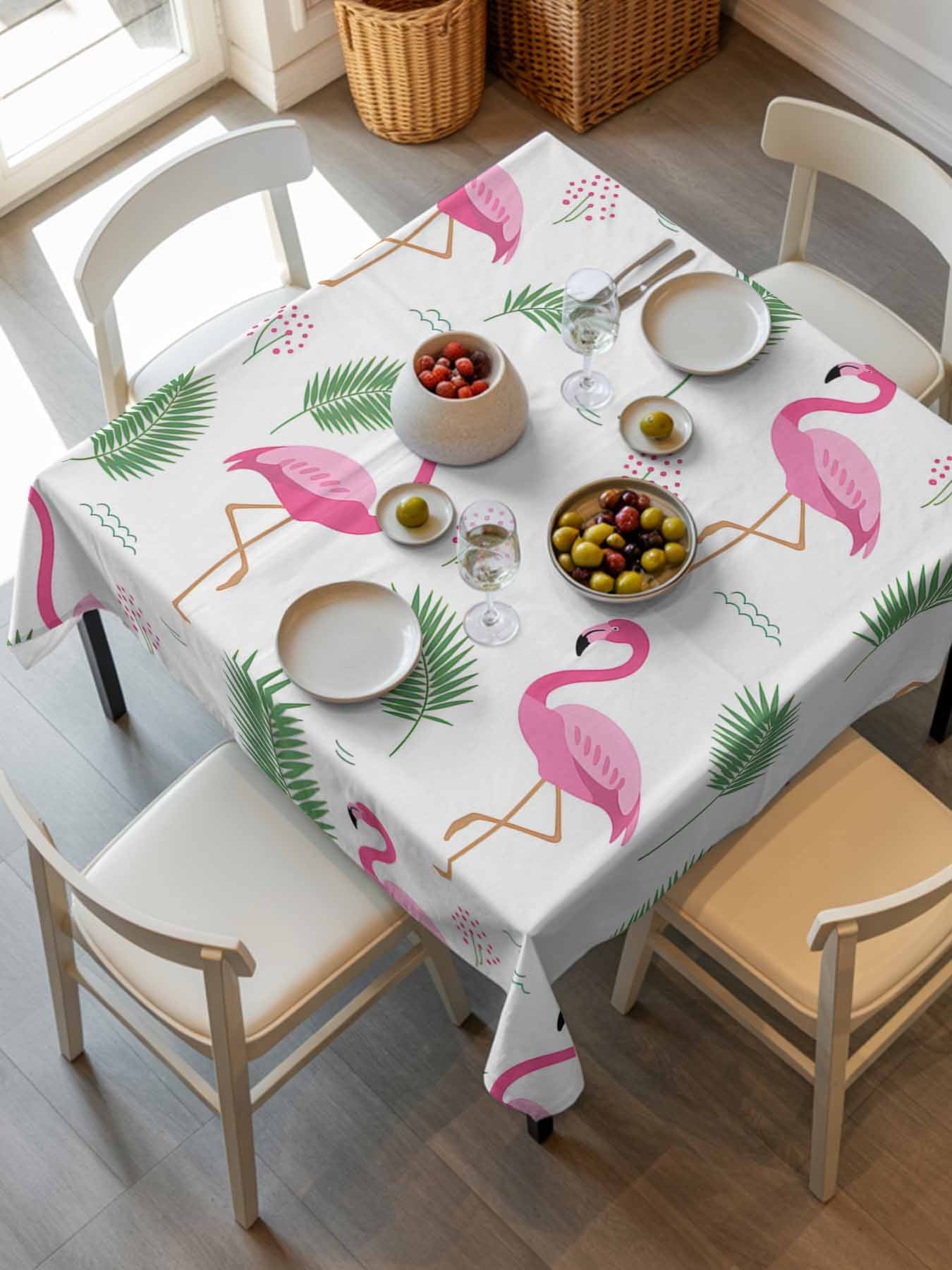 Pink Flamingos Tablecloth Square Table Cloth 54x54, Waterproof Outdoor ...