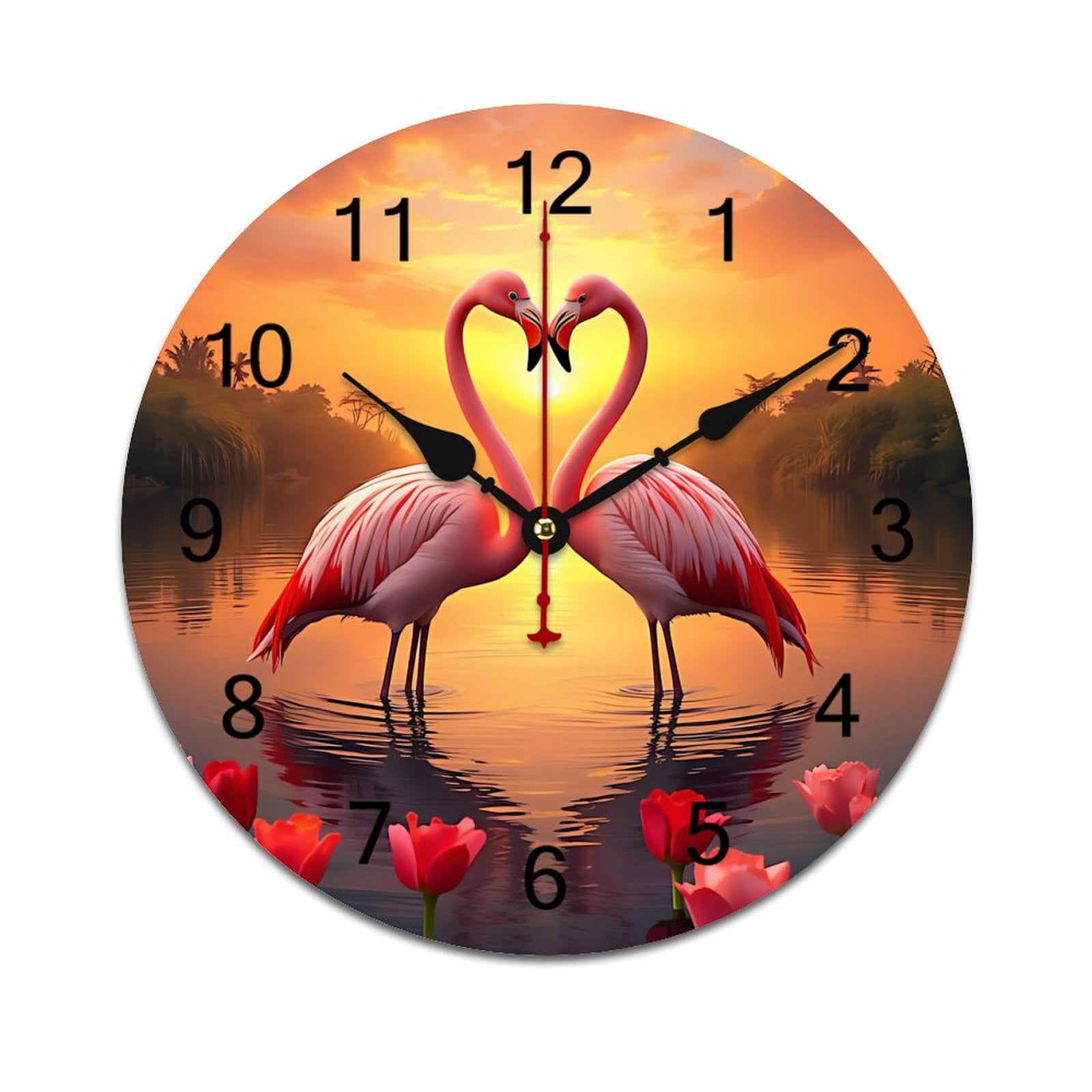 Pink Flamingos Word Saying Big Wall Clock Home Decor Art Watch Living ...