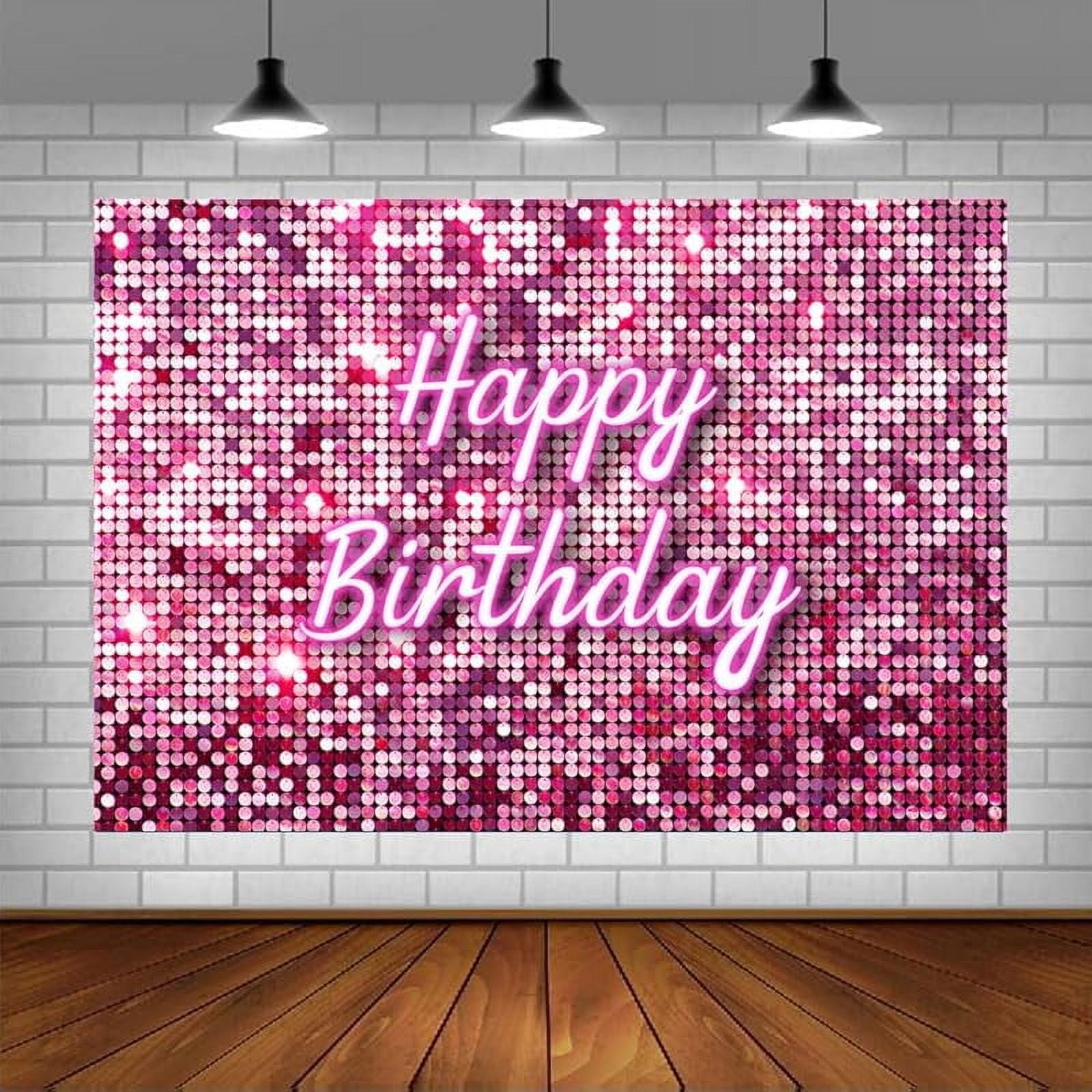 Pink Flash Square Backdrop for Photography Happy Birthday Shinning ...