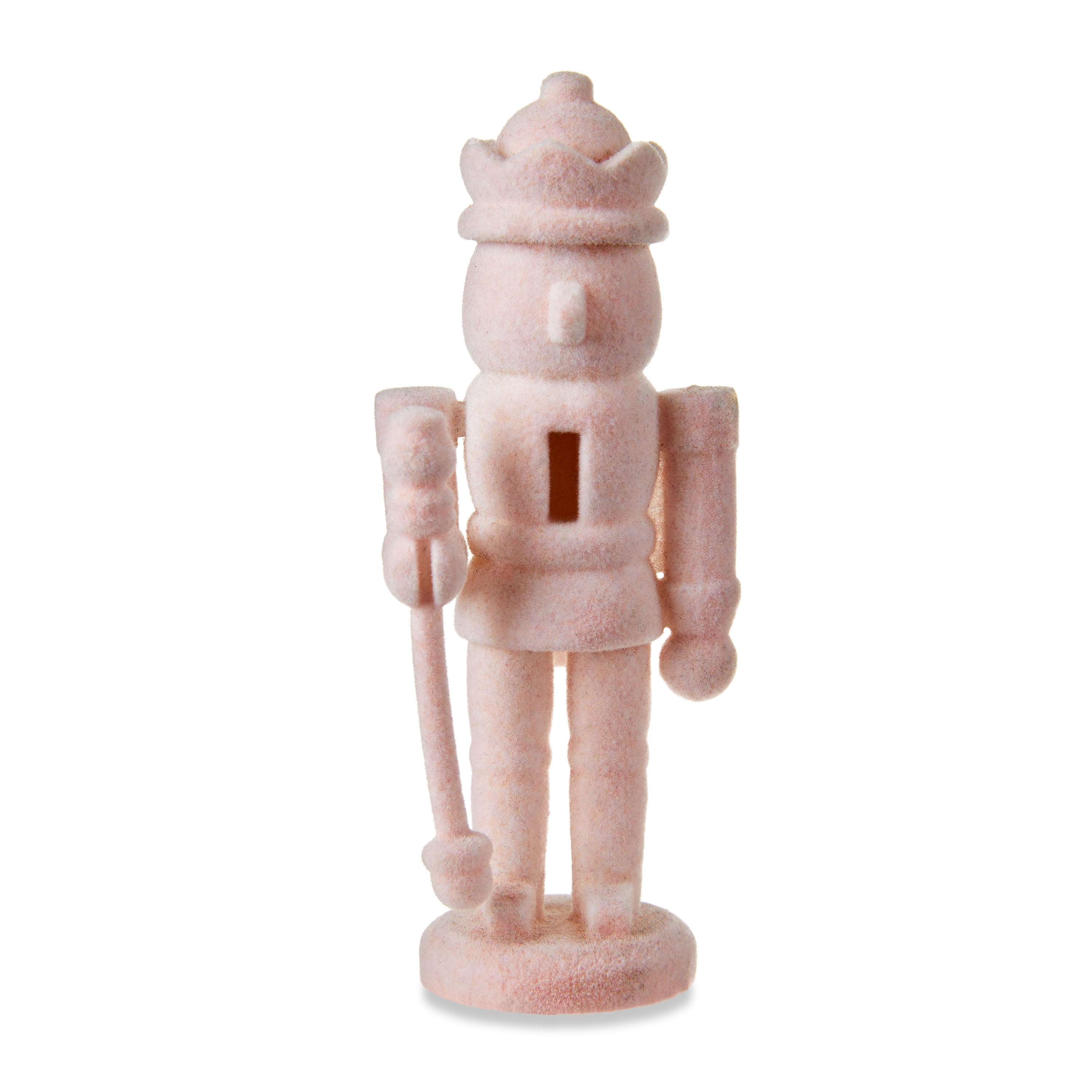 Pink Flocked Nutcracker Tabletop Decoration, 4.5 in, by Holiday Time ...