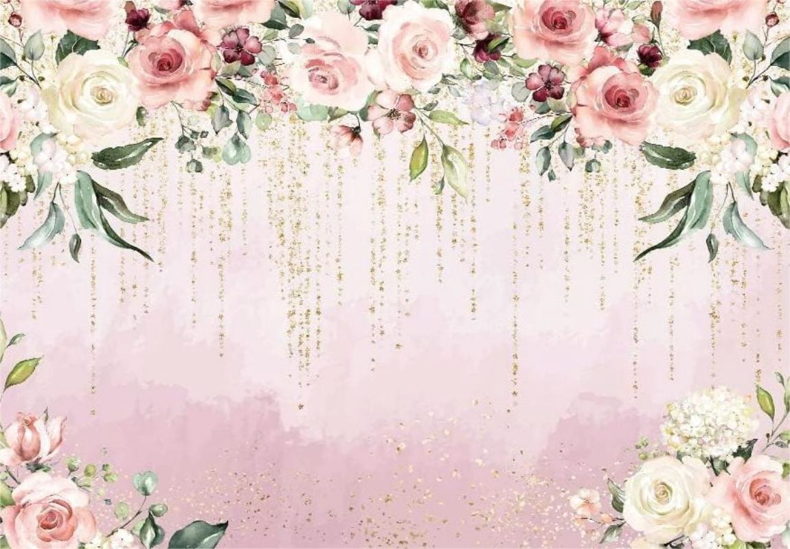 Pink Floral Backdrop Women Flower Sweet Rose Princess Bridal Wedding ...