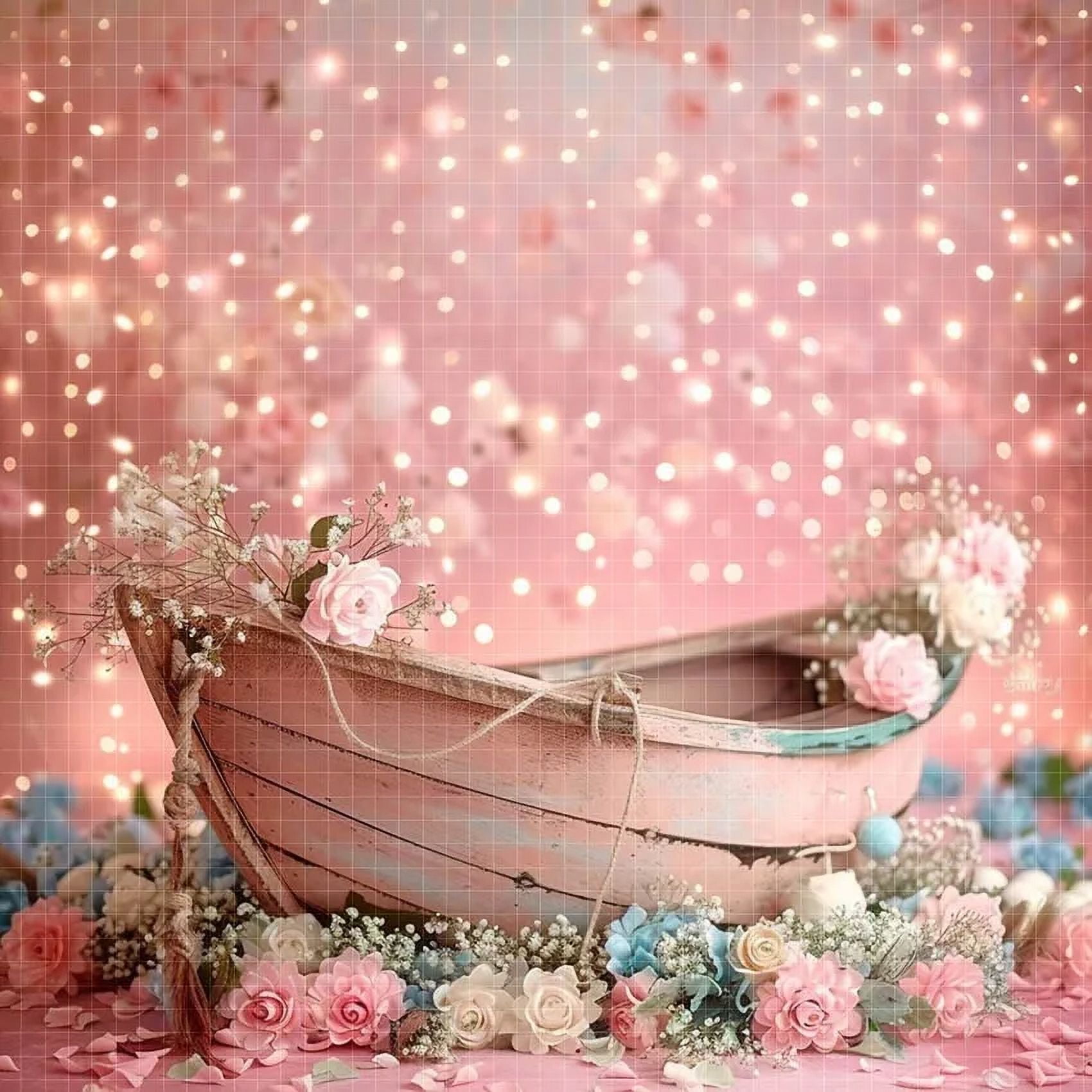Pink Floral Boat Seas Newborn Birthday Party Baby Shower Portrait r ...