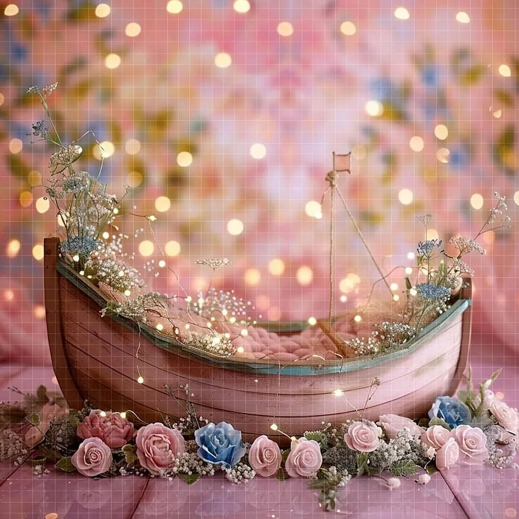 Pink Floral Boat Seas Newborn Birthday Party Baby Shower Portrait r ...