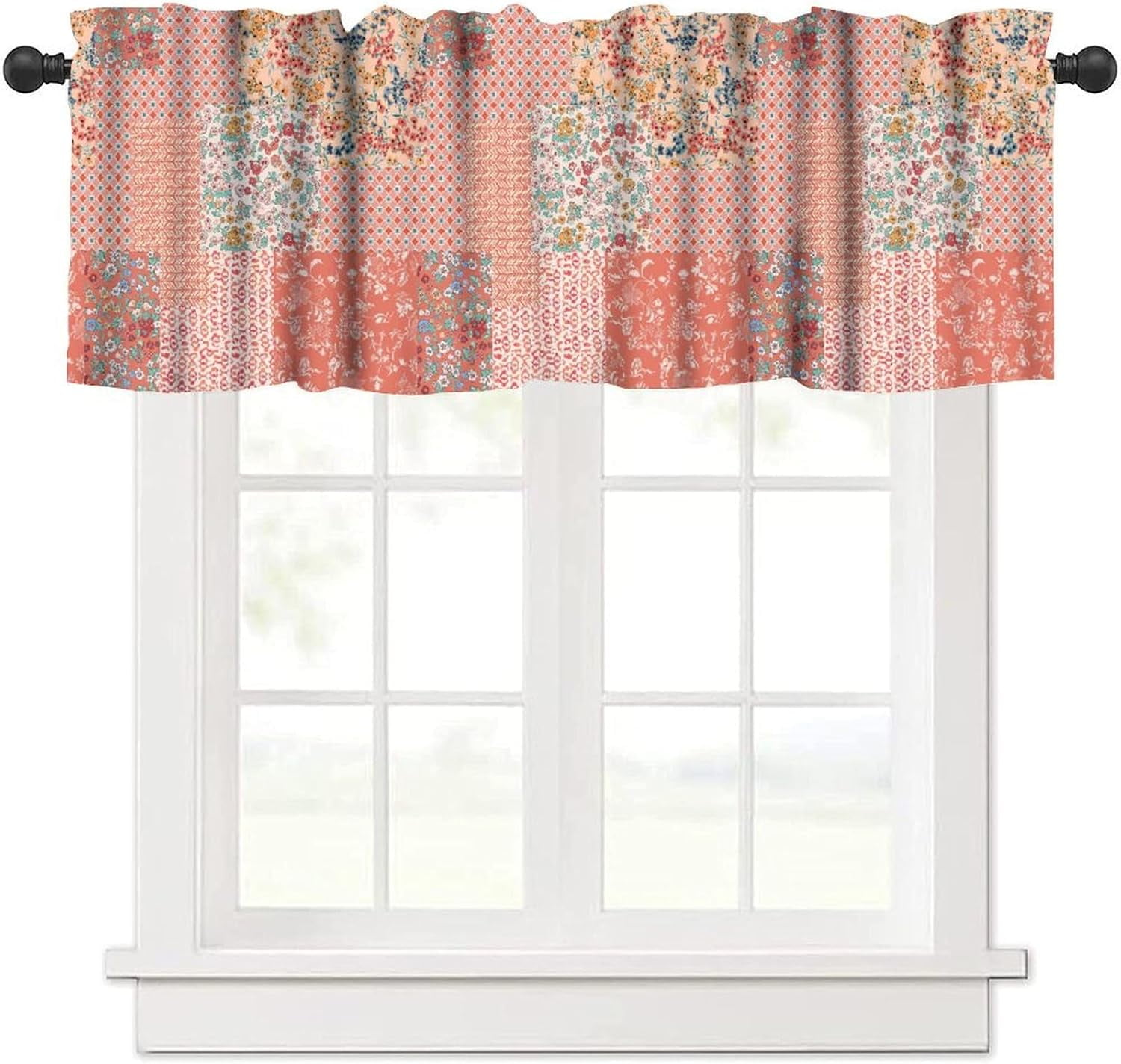 Pink Floral Curtains for Kitchen,Country Rustic Pink Wildflower ...