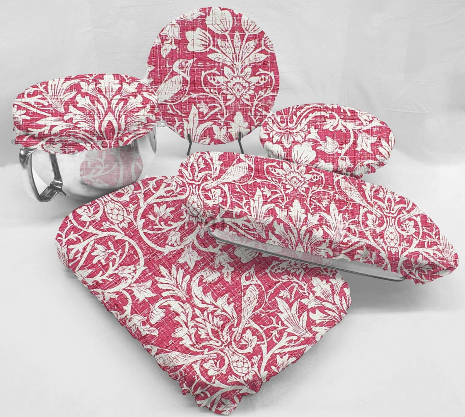 Pink Floral Damask Reusable Fabric Bowl and Casserole Pan Covers by ...