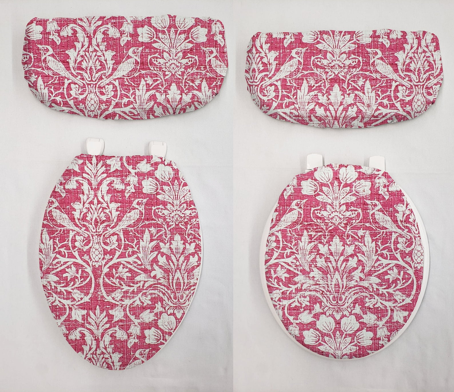 Pink Floral Damask Toilet Seat Lid and Tank Cover Set by Penny's ...