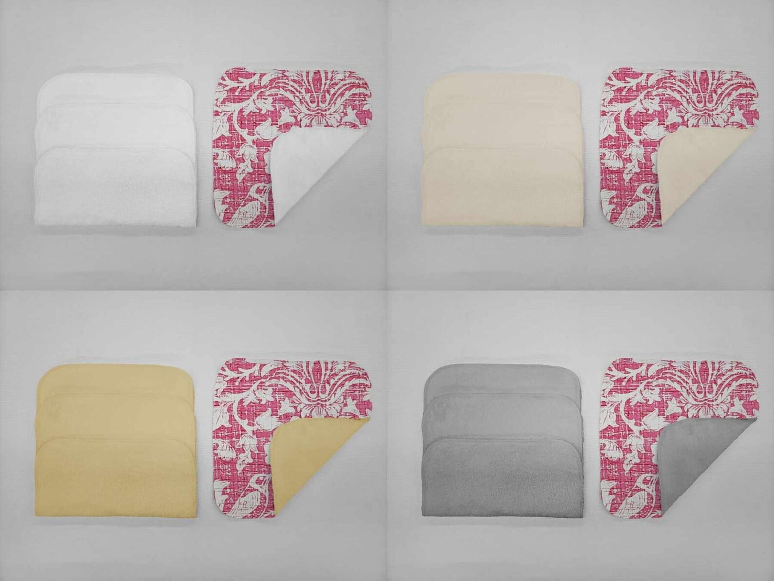 Pink Floral Damask Washcloths (Set of 4) (Towel Color: Gray) - Walmart ...
