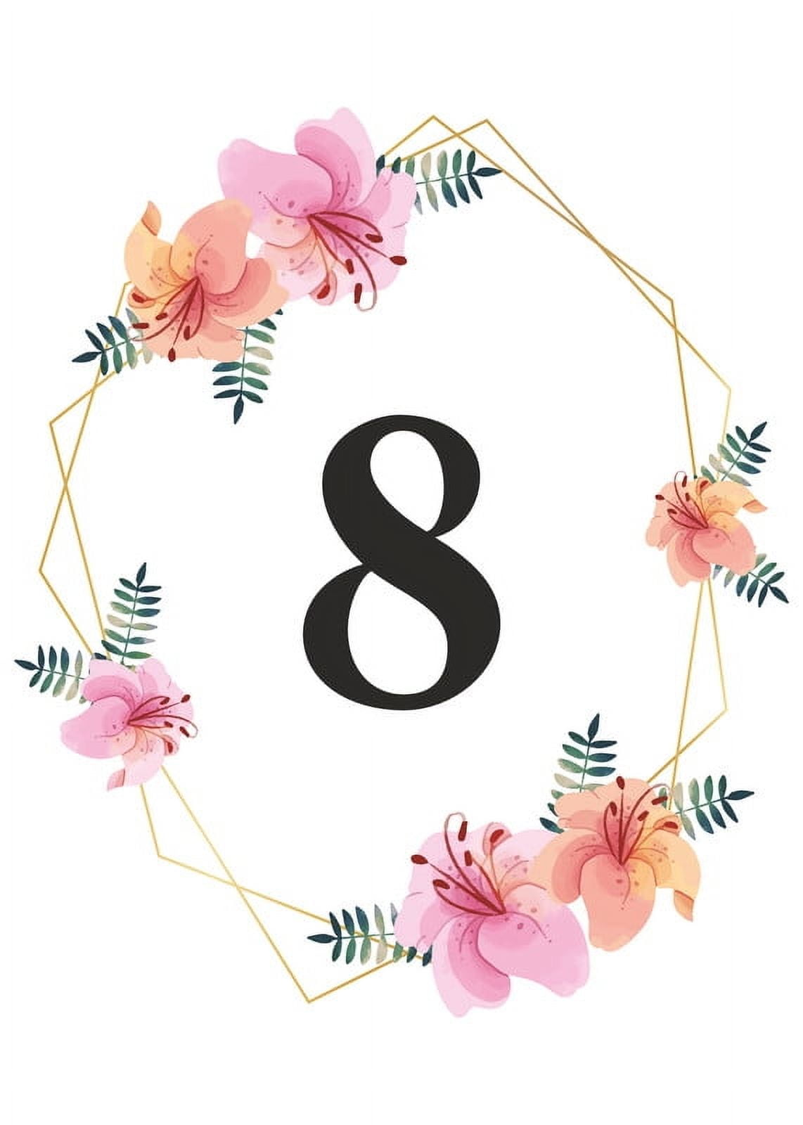 Pink Floral Design Table Number Cards Double Sided Party Table Numbers ...