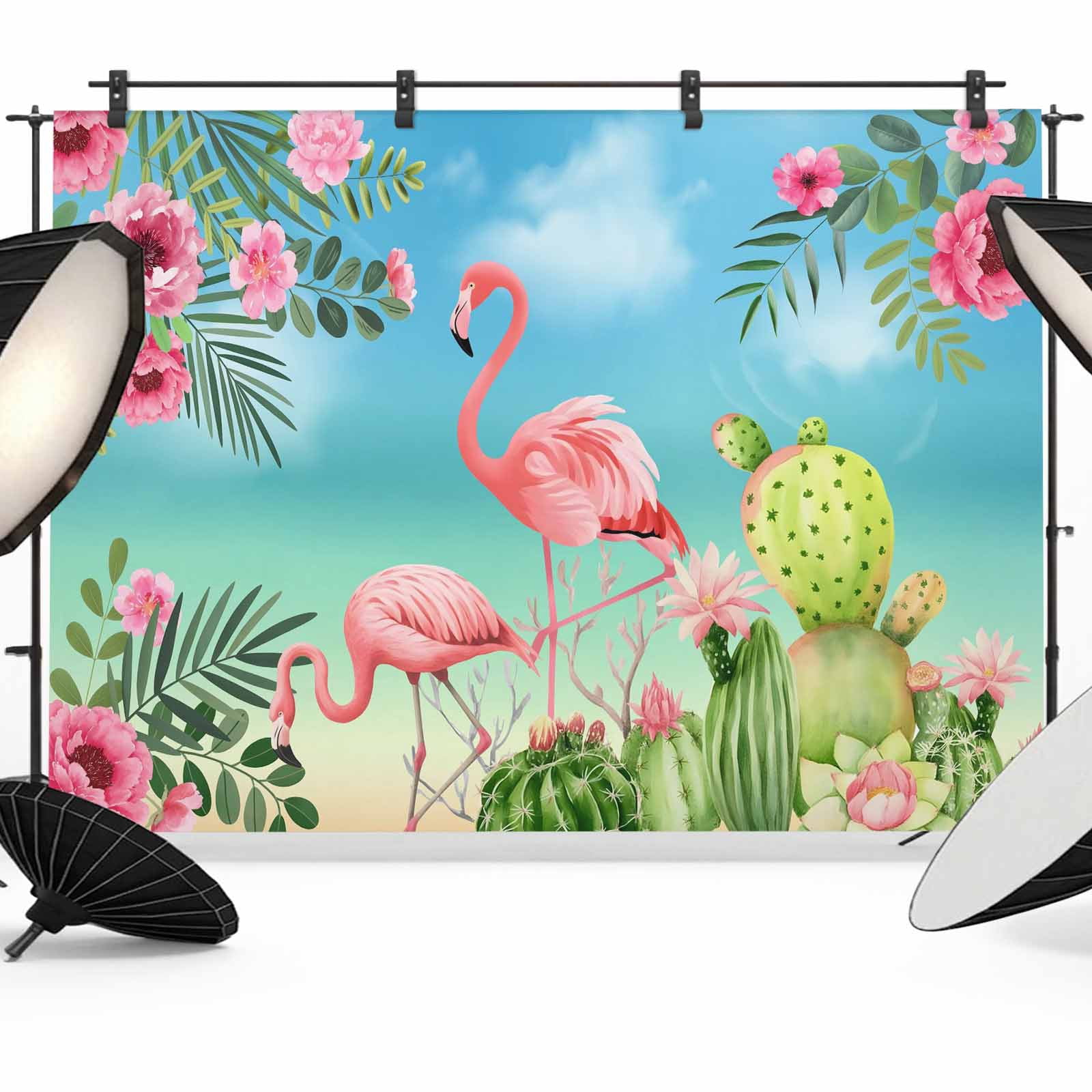 Pink Floral Flamingos Photography Backdrop 8x6FT, Summer Tropical ...