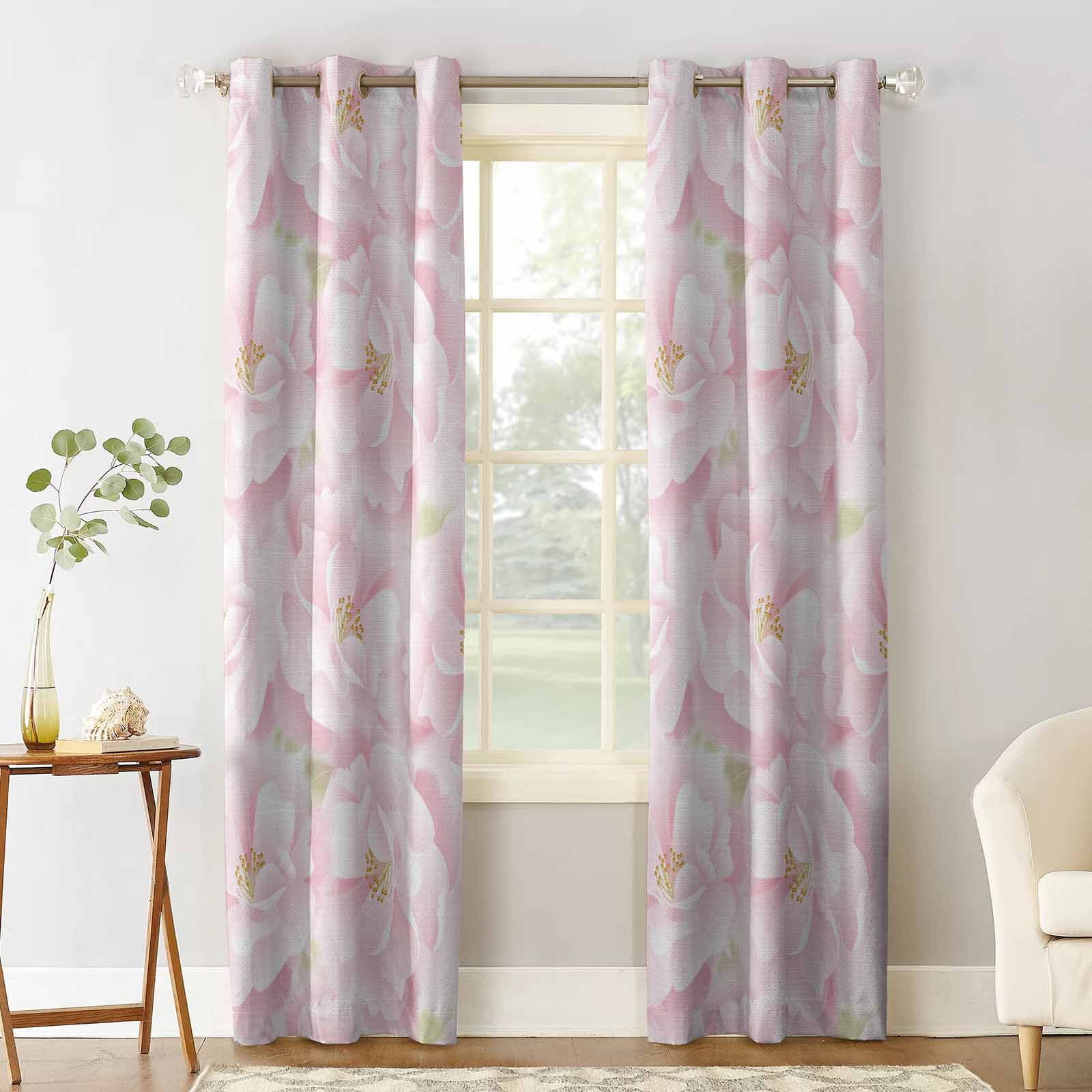 Pink Floral Flower Blackout Curtains 84 Inches Length, Botanical Rose ...