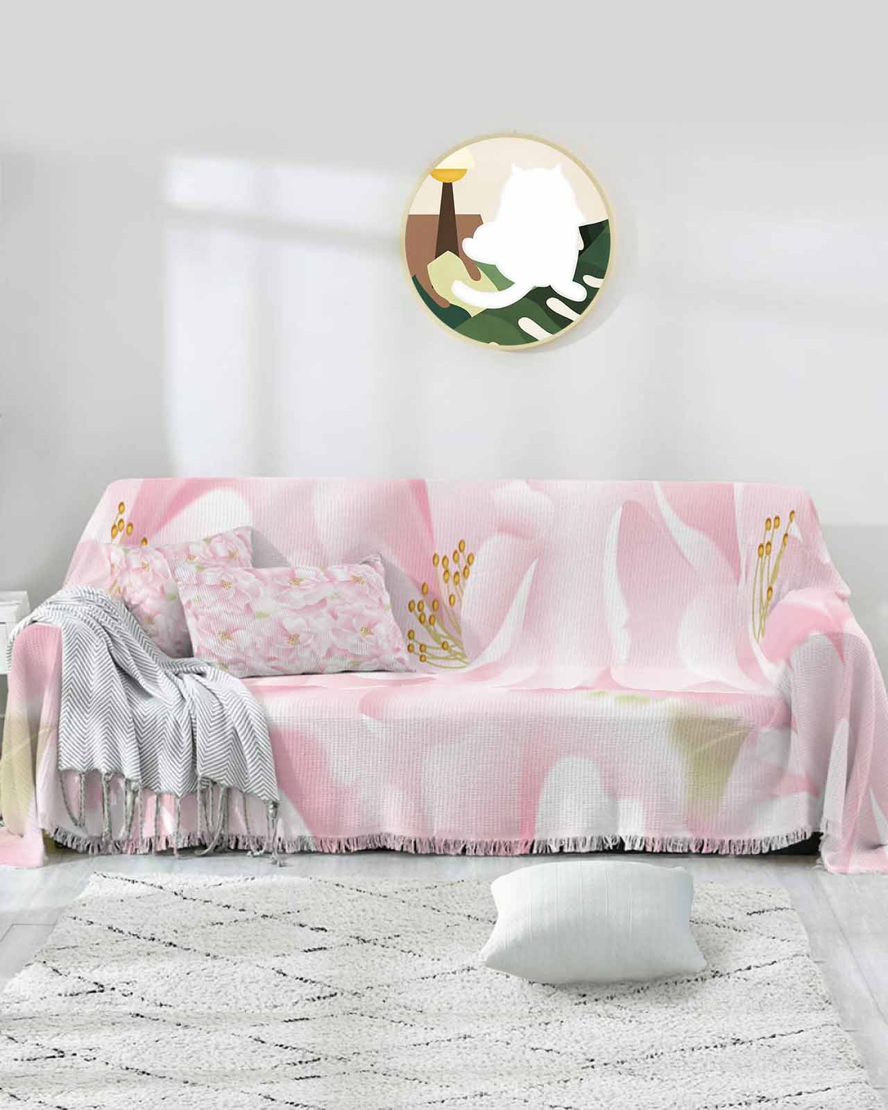 Pink Floral Flower Sofa Couch Covers for 3 Cushion Couch,Washable L ...