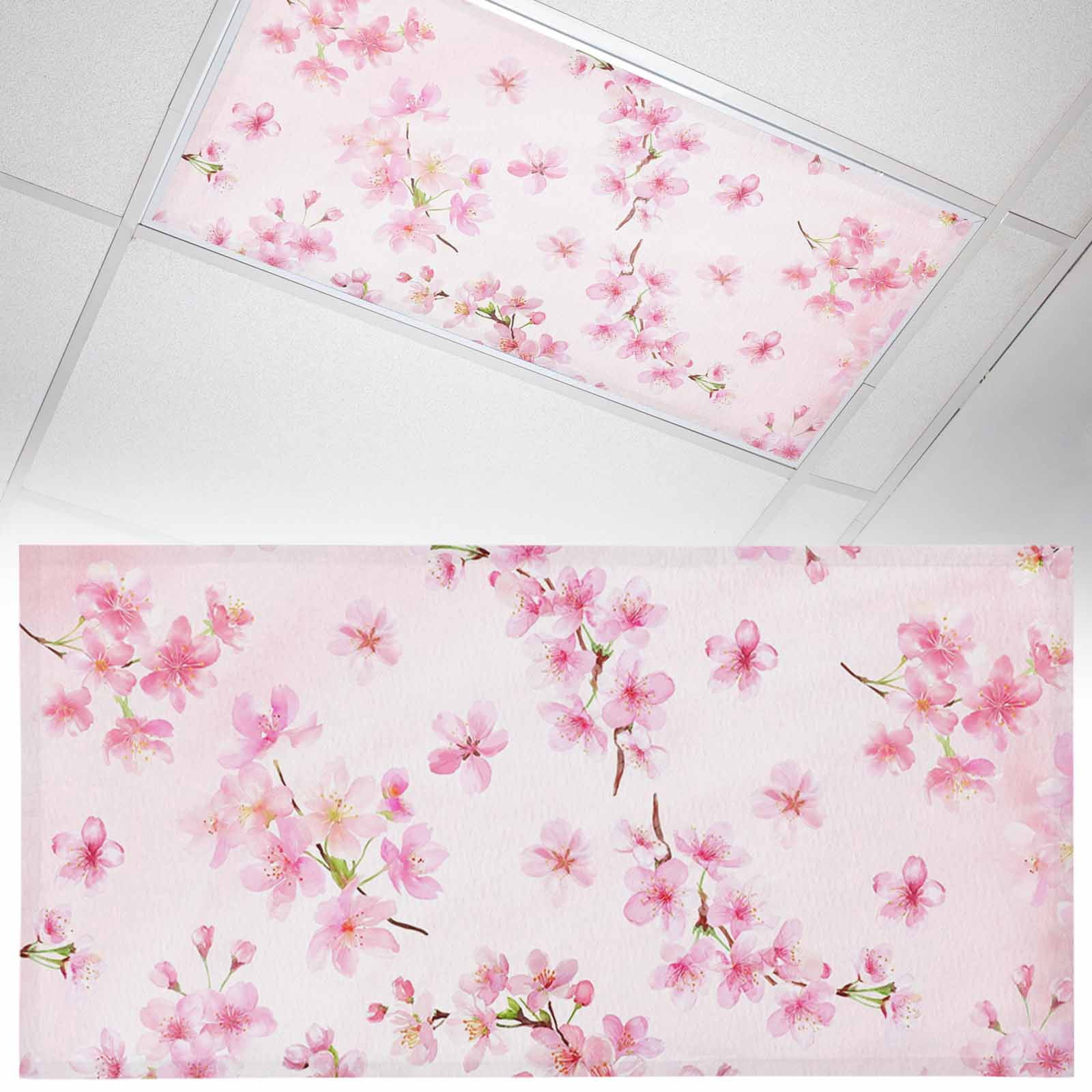 Pink Floral Fluorescent Light Covers Spring Pink Cherry Blossom Flowers ...