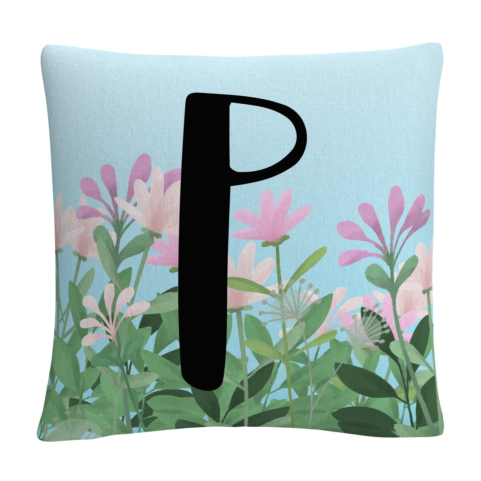 Pink Floral Garden Letter Illustration P By Abc 16 X 16 Decorative ...