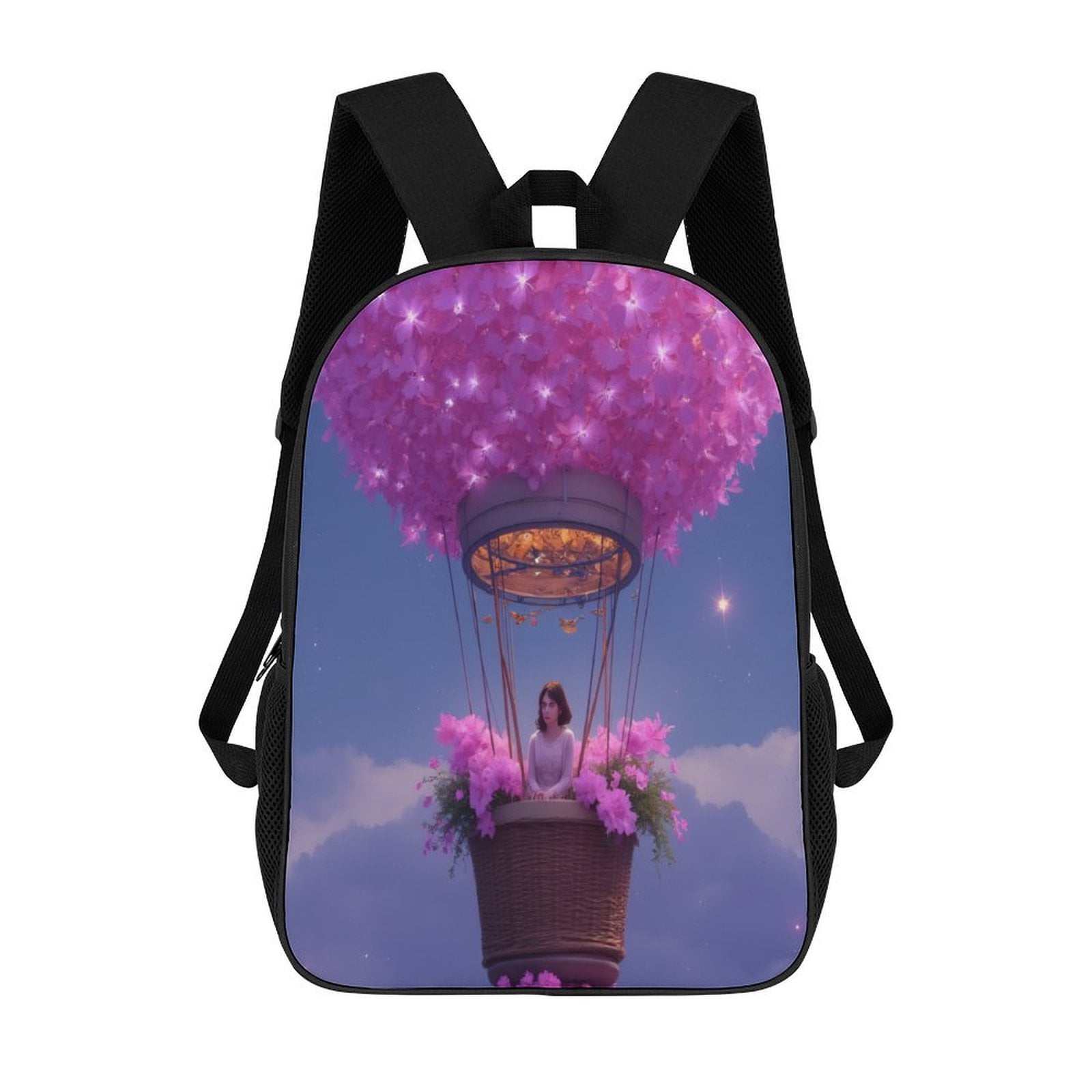 Pink Floral Hot Air Balloon 3D Print 17in adolescent Backpack knapsack ...