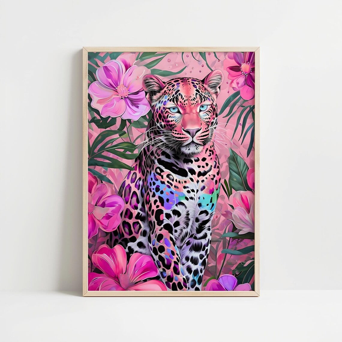 Pink Floral Leo.Pard Print Hot Pink Cheetah Wall Art Girly Preppy Room ...