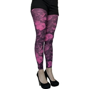 Black and Pink Floral Patterned Tights for All Women Malka Chic ...