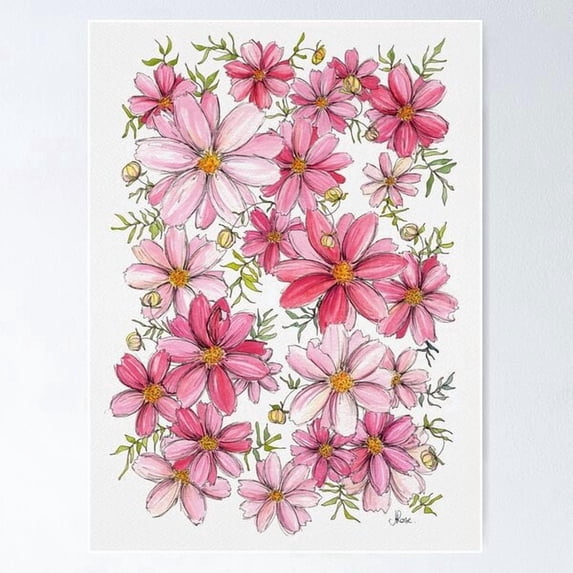 Pink Floral Pattern Poster , Poster Print Only - Walmart.com