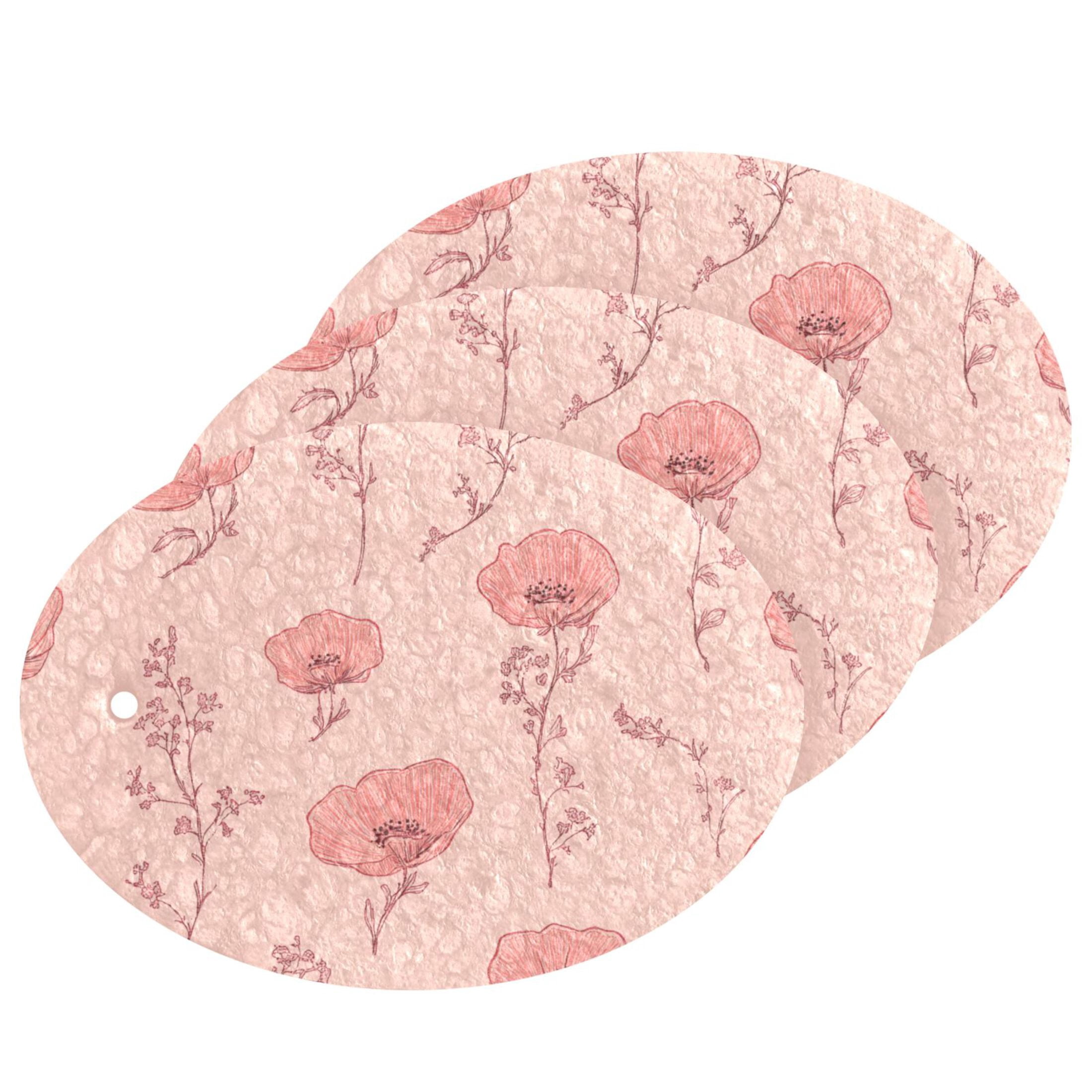 Pink Floral Pattern Scrub Sponges for Cleaning Kitchen and Household ...