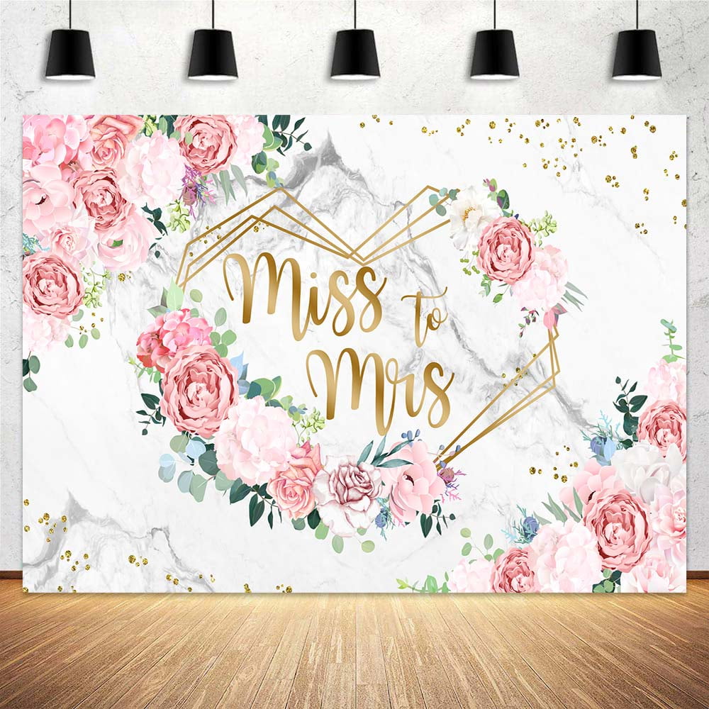 Pink Floral Photograph Backdrop Miss to Mrs Backdrop Wedding Backdrop ...