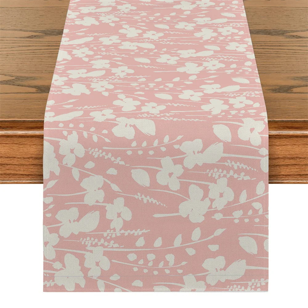 Pink Floral Table Flag Borderleaf Plant Table Runner Children'S Family ...