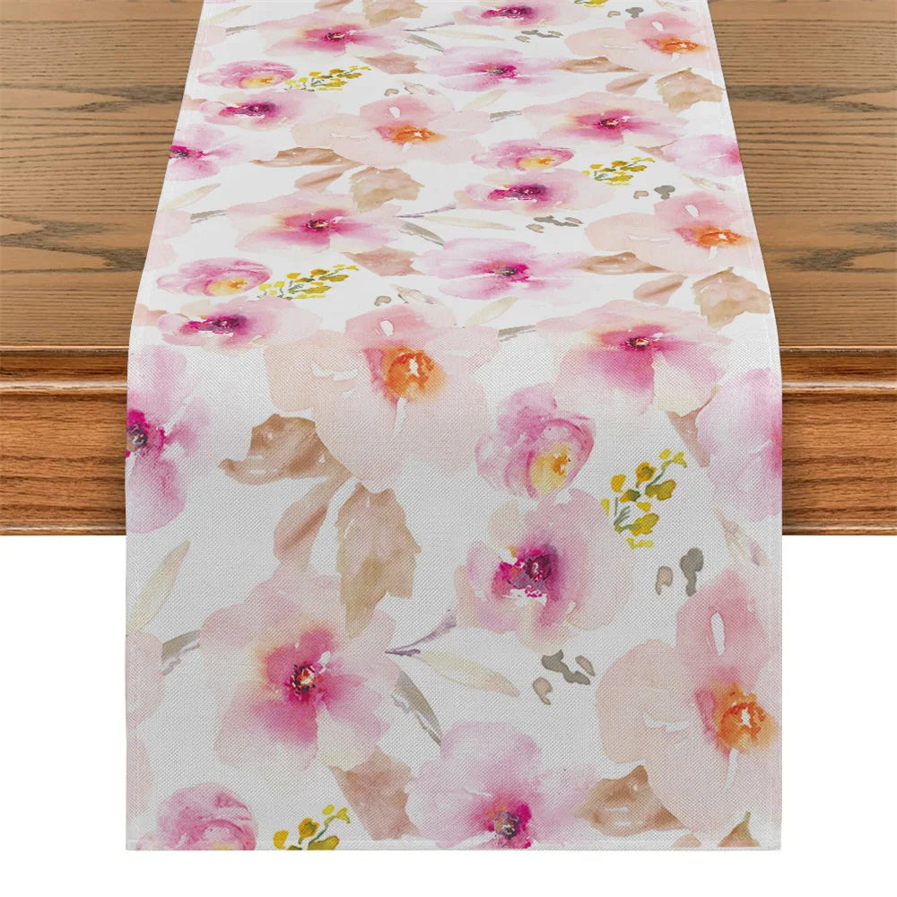 Pink Floral Table Flag Borderleaf Plant Table Runner Children'S Family ...