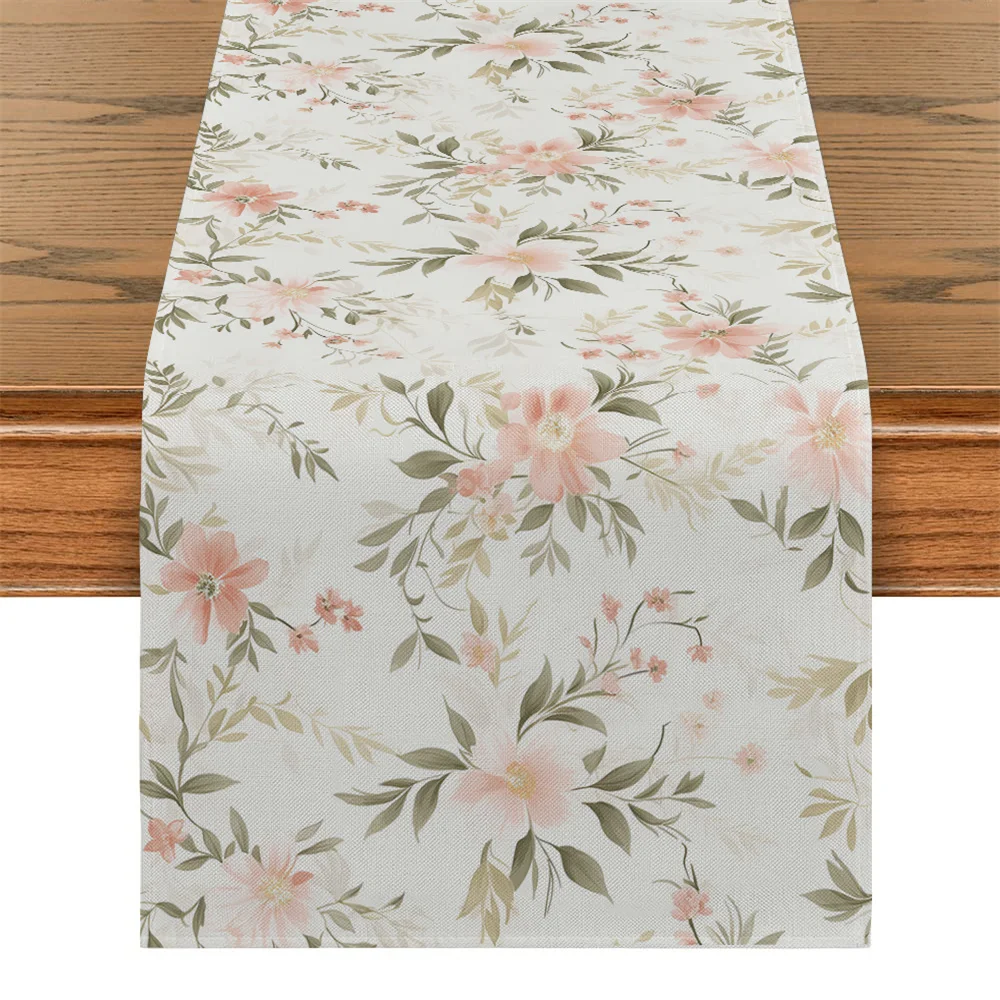 Pink Floral Table Flag Borderleaf Plant Table Runner Children'S Family ...