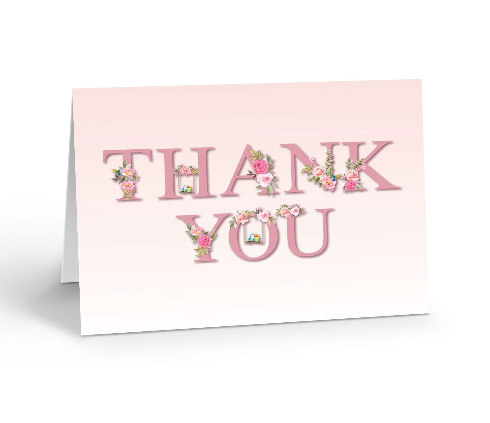 Pink Floral Thank You Note Cards for All Occasions - 10 Note Cards with ...