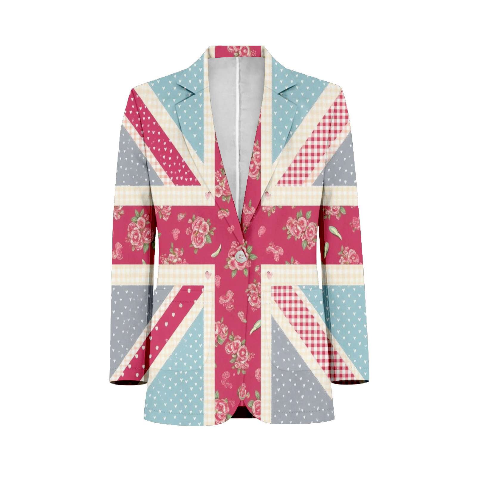 Pink Floral Union Jack Pattern Customized Men's Suits full man Shawl ...