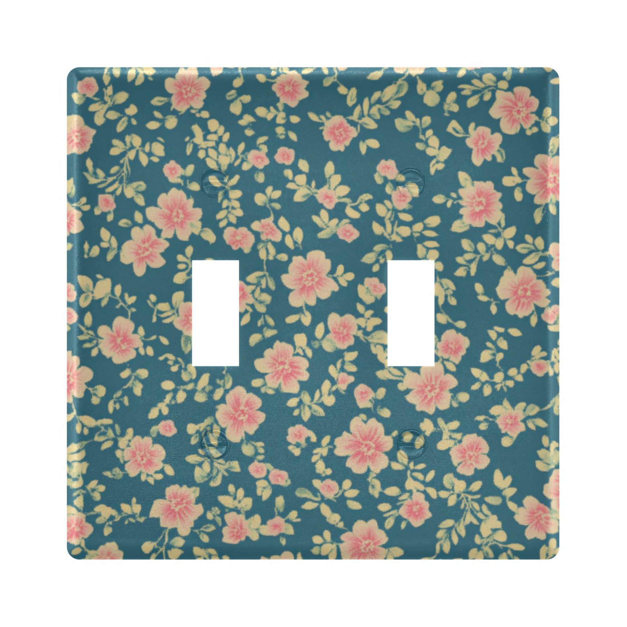 Pink Floral Vintage Light Switch Cover Decorative 2 Gang Wall Plate ...