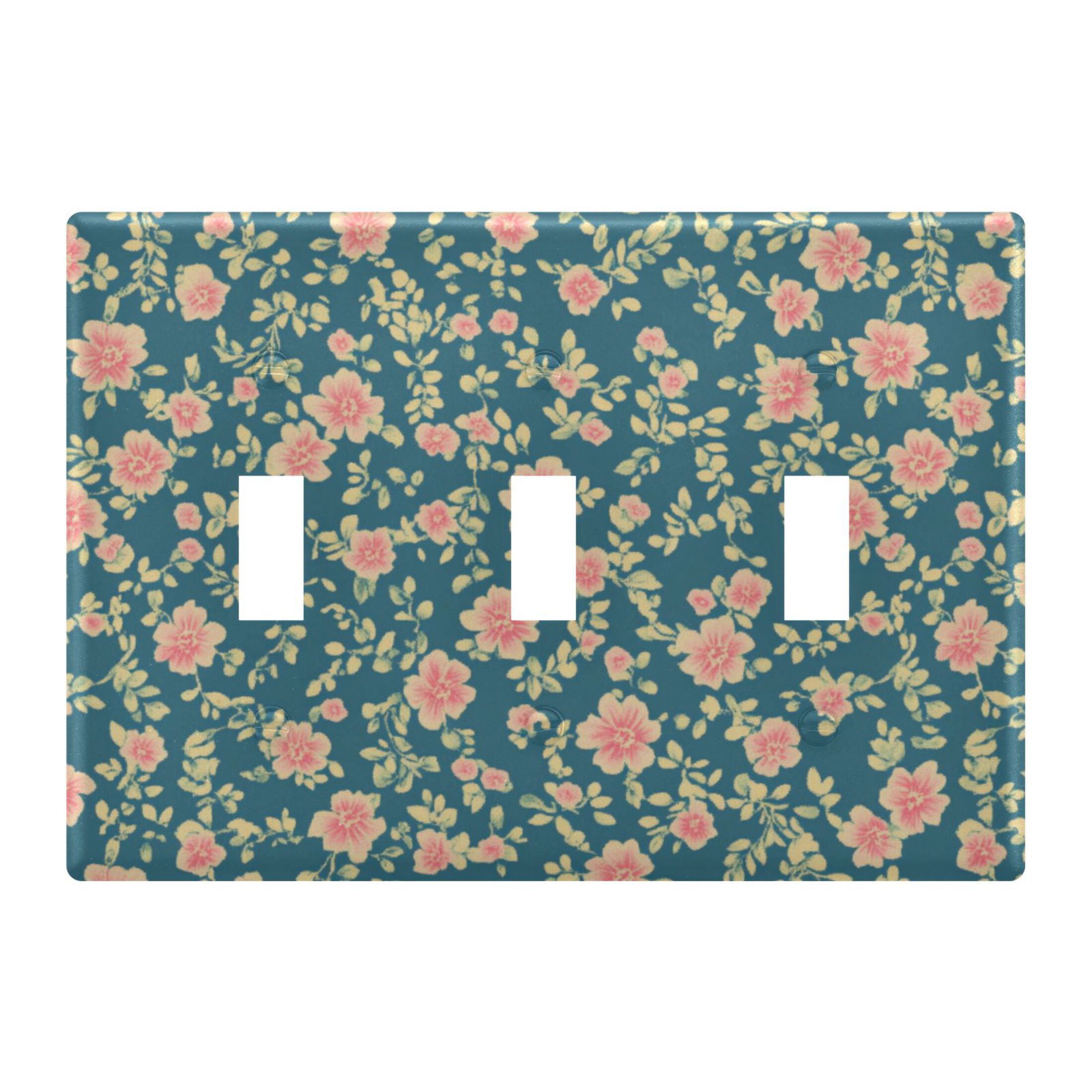 Pink Floral Vintage Light Switch Cover Decorative 3 Gang Wall Plate ...