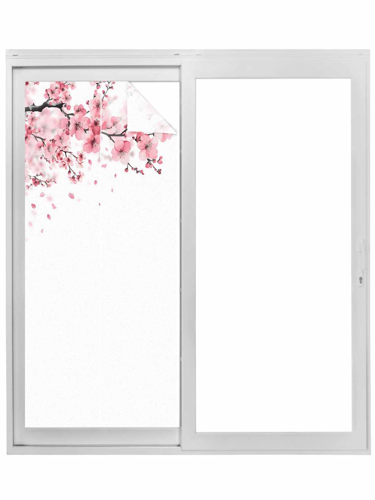 Pink Floral Window Privacy Film Stained Glass Window Film Decorative ...